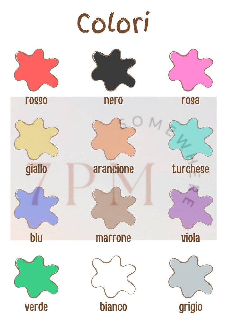 Italian Cool Shapes and Colours Poster, Childrens Bedroom Decor, Kids ...