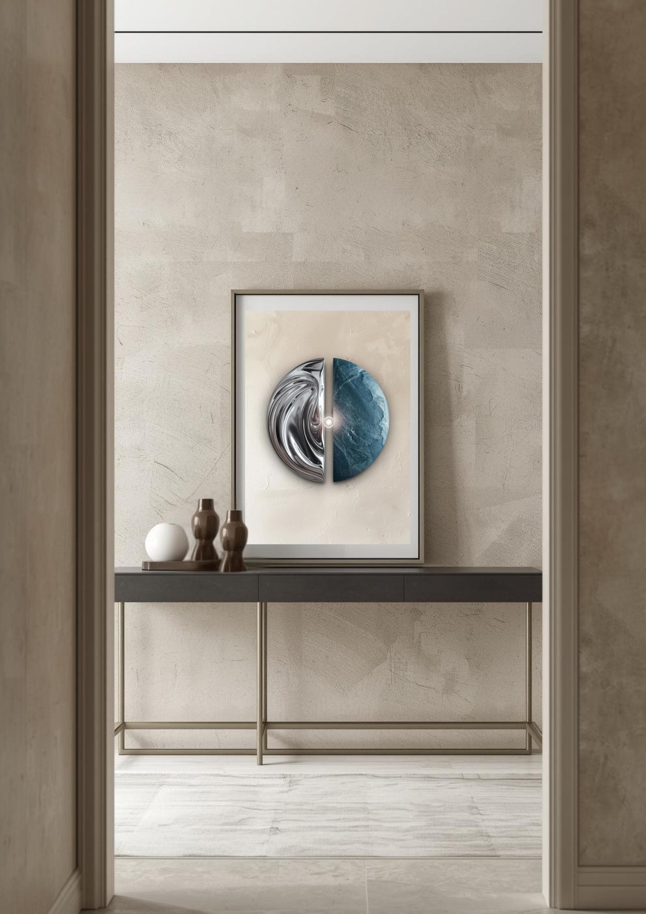 The Balance Gate – Abstract Portal Wall Art Poster, Chrome & Stone Yin ...