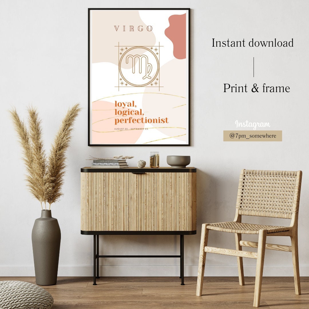 Virgo Printable Poster, Zodiac Wall Art, Neutral Decor, Minimalist Art ...