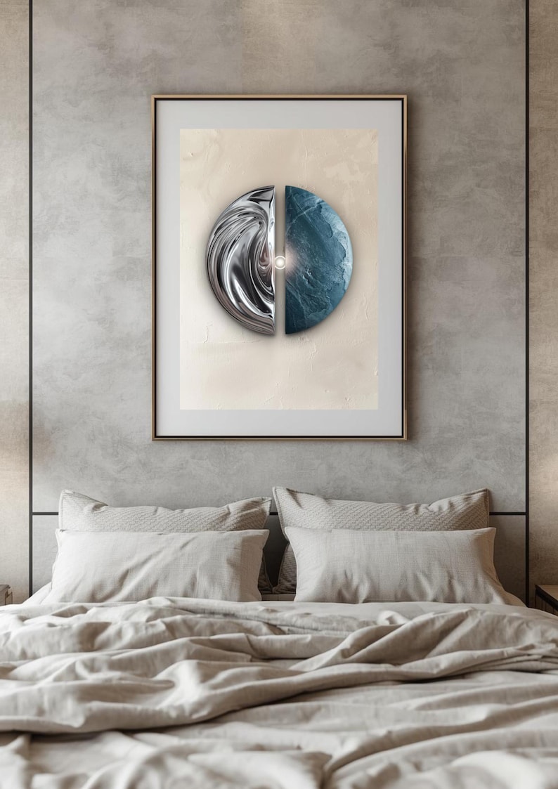 The Balance Gate – Abstract Portal Wall Art Poster, Chrome & Stone Yin ...