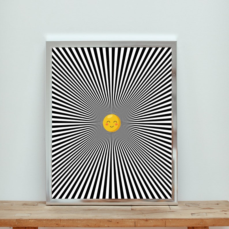 Smiley Optical Illusion Poster, Illusion Print, Abstract Art, Instant Download, Print and Frame ...