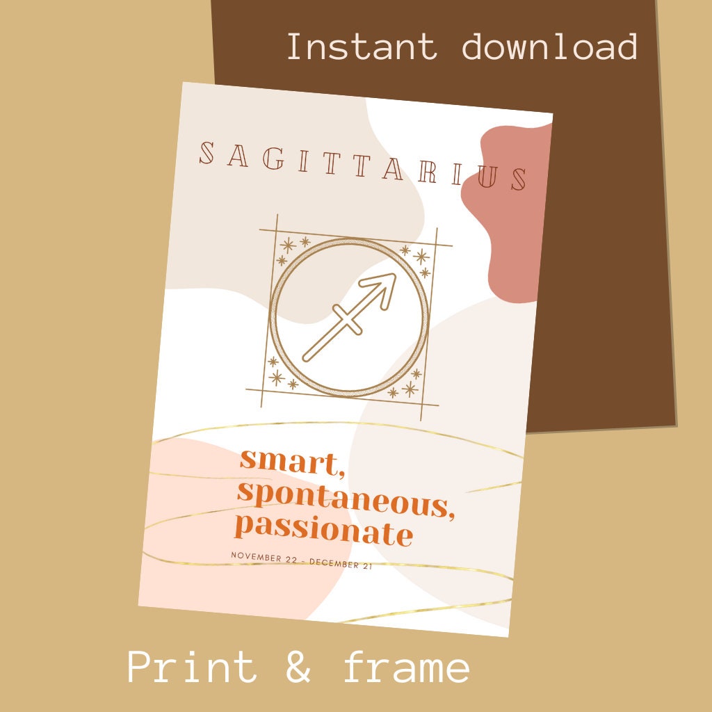Sagittarius Printable Poster, Zodiac Wall Art, Neutral Decor ...