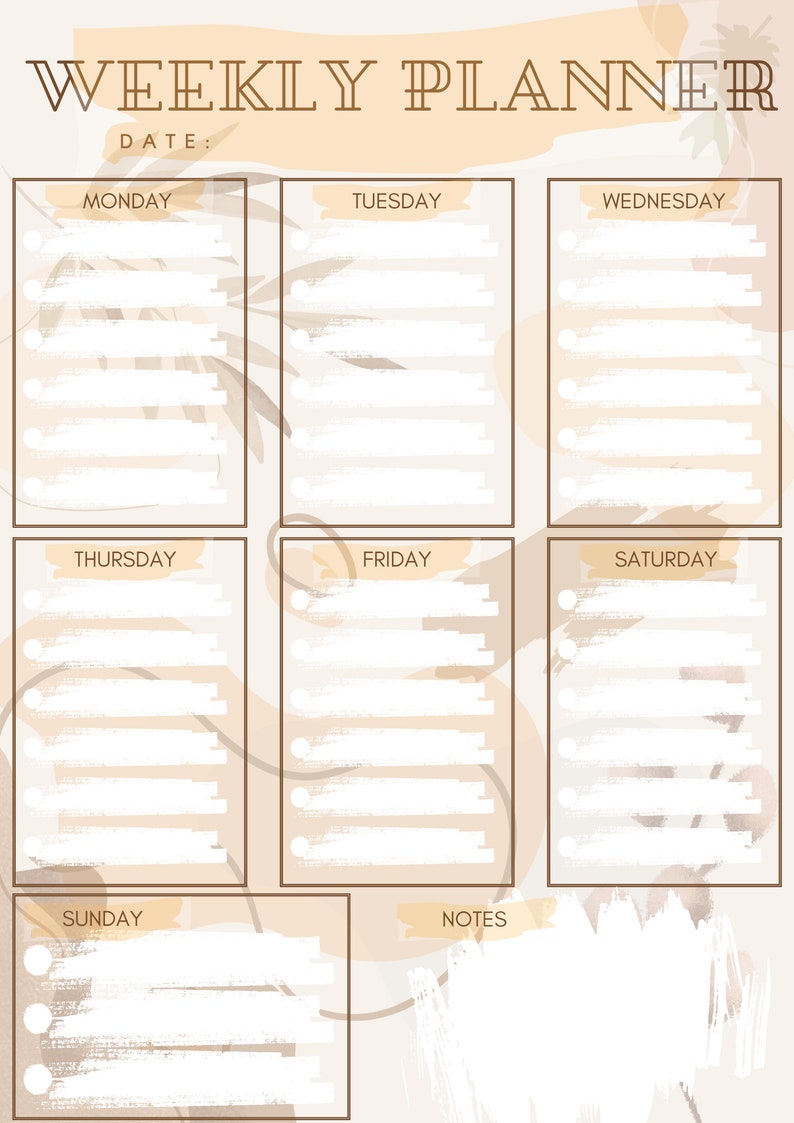 Neutral Weekly Planner, Printable Planner, to Do List, Weekly Schedule ...