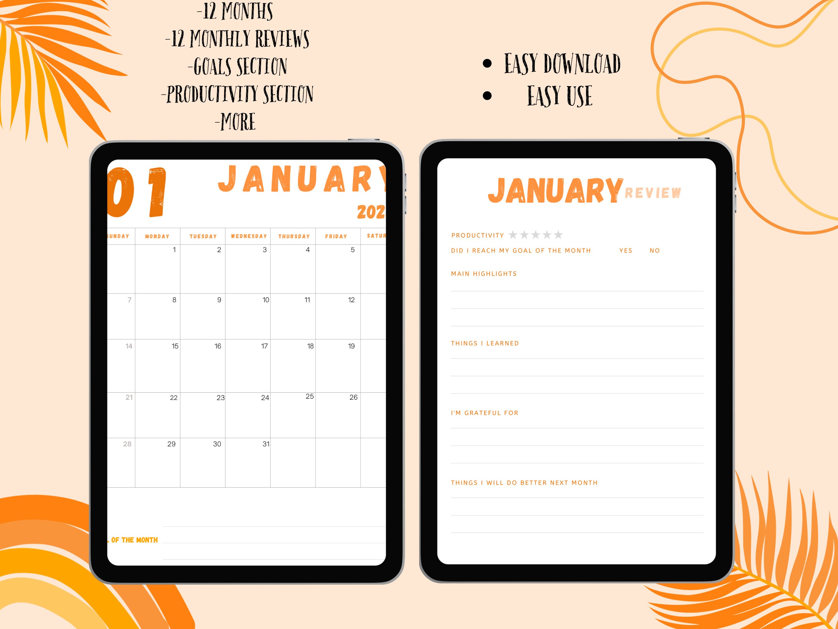 2024 Digital Planner, 2024 Digital Calendar, Orange Planner - Etsy