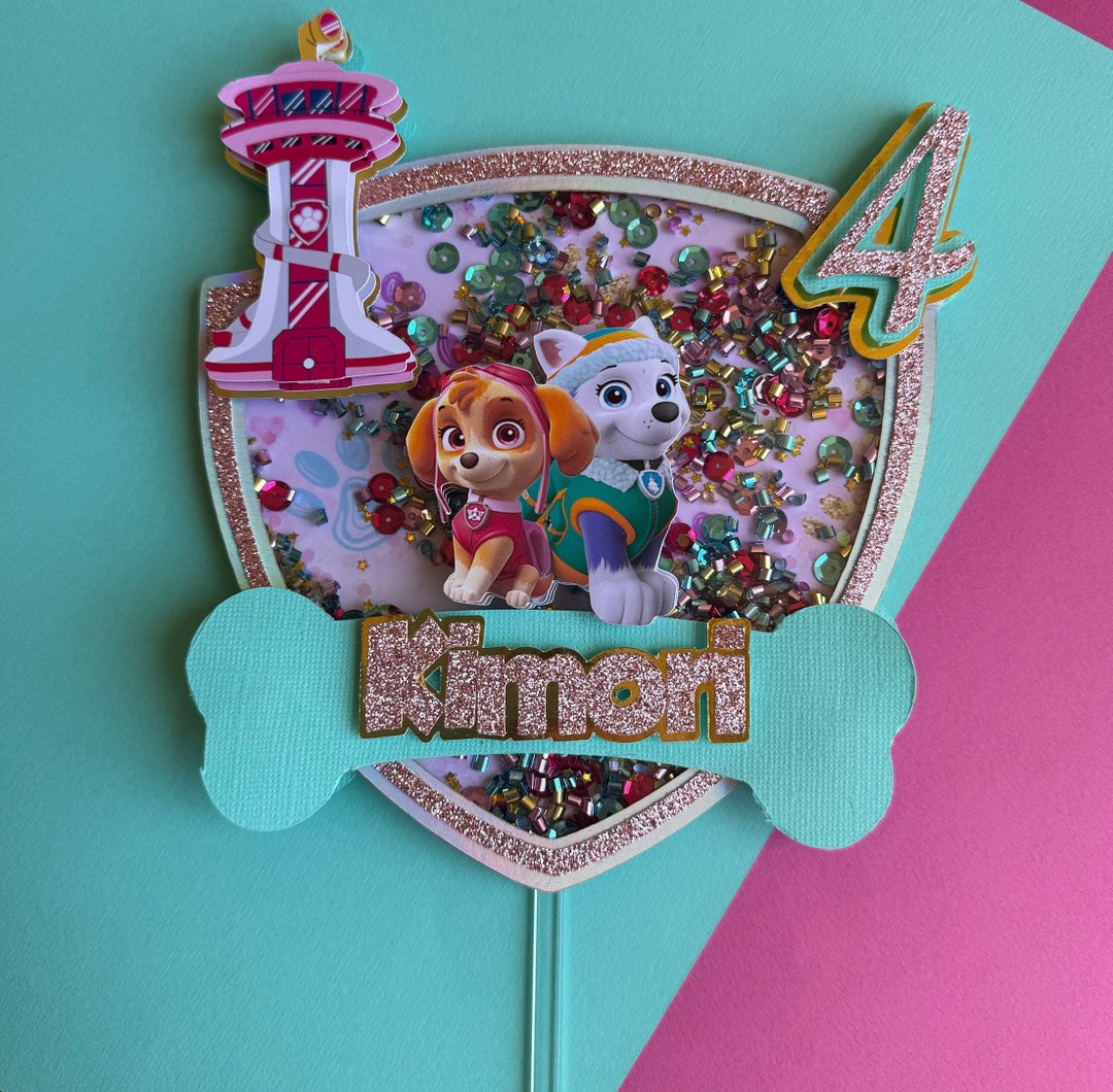 3D Sky Paw Cake Topper Shaker Paw Puppy Topper Birthday Celebration - Etsy