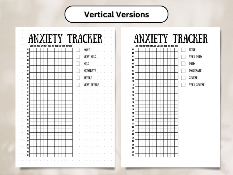 Printable Anxiety Tracker Yearly Stress Journal Pixel Grid Design ...