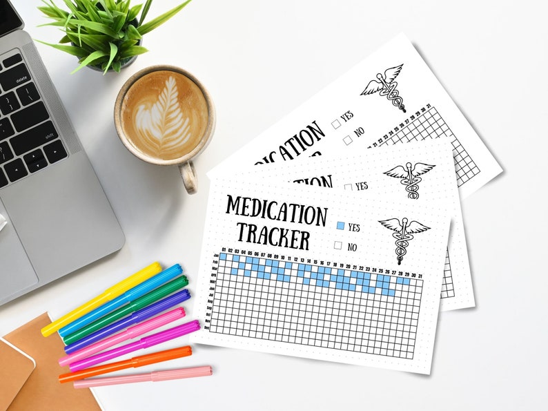 Printable Medication Tracker Yearly Medication Log Bullet Journal Page ...