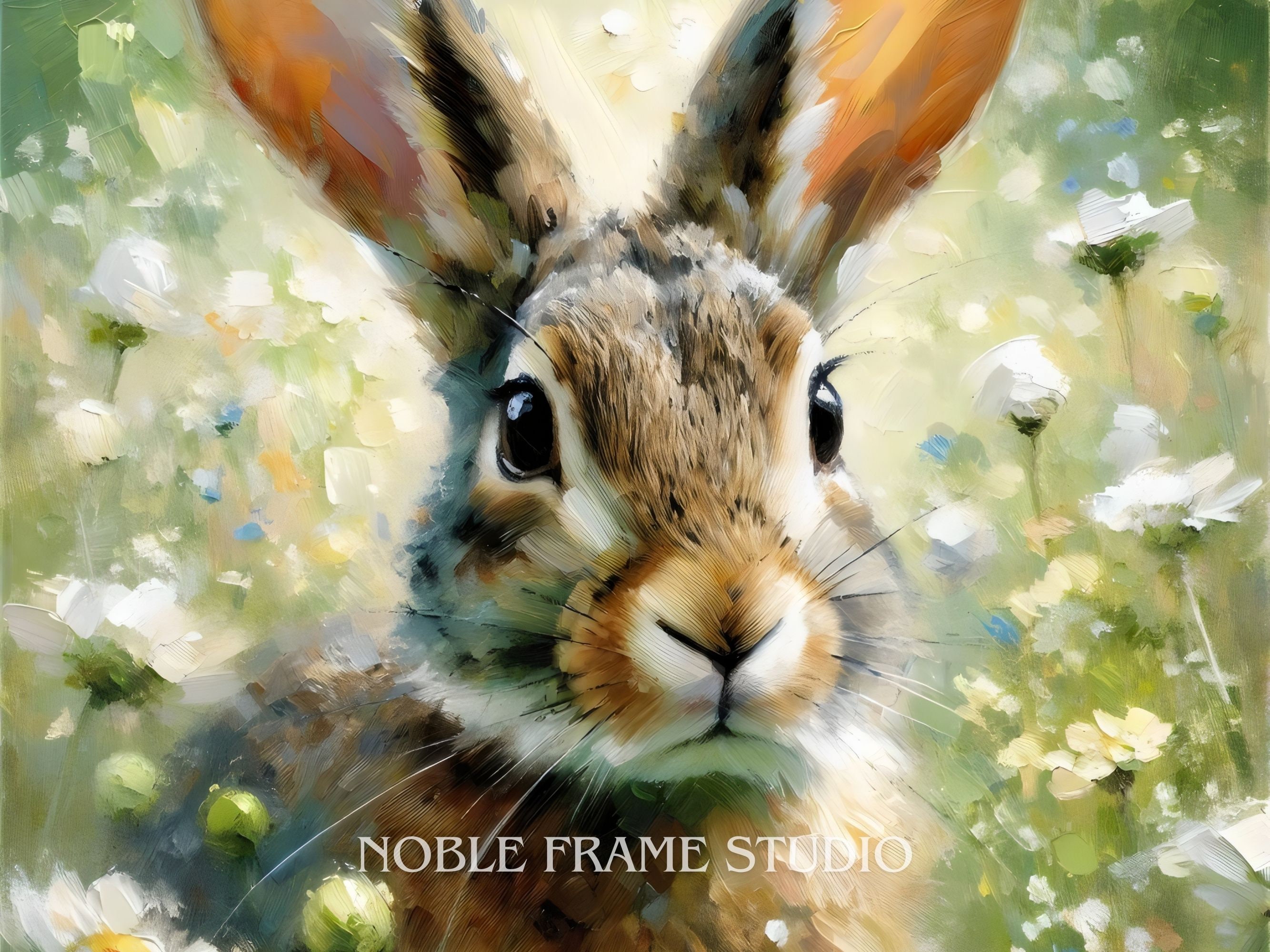 Rabbit Painting Printable Spring Bunny Wall Art, Versatile Home Decor ...