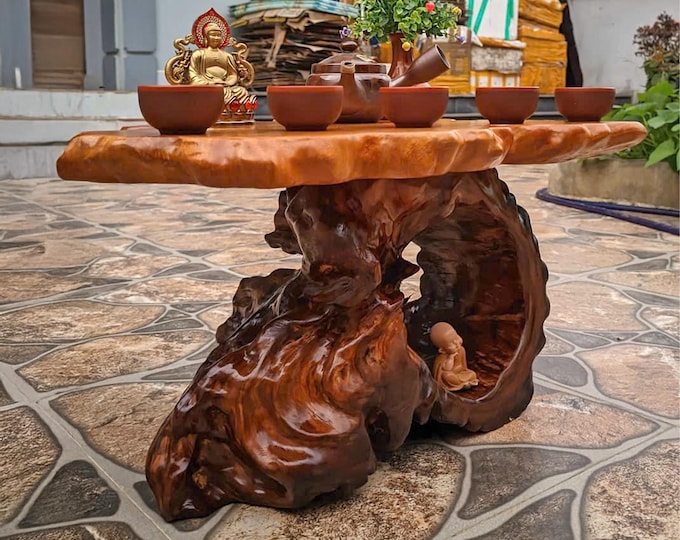 Natural Solid Wood Coffee Table Tree Trunk Burl Wood Side Table Live ...