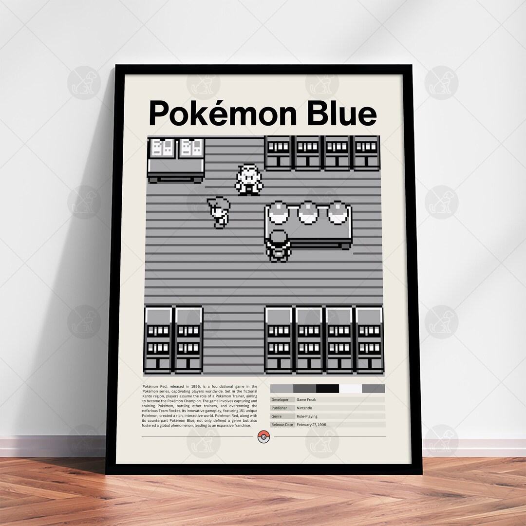 Pokemon Blue Poster Game Room Decor, Gaming Wall Art, Gift for Gamers ...