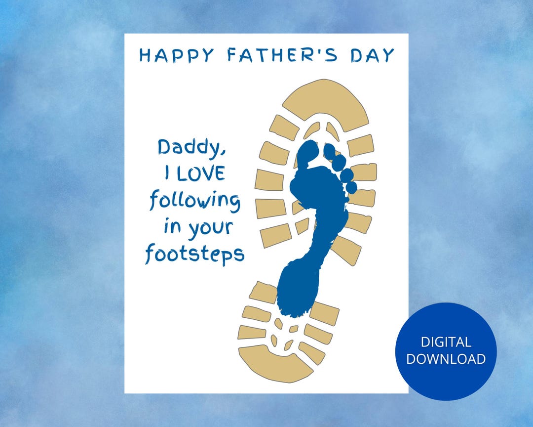 Father's Day Footprint Art Printable Personalized Gift for Dad DIY ...