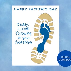 Father's Day Footprint Art Printable Personalized Gift for Dad DIY ...