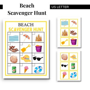 Printable Beach Day Scavenger Hunt for Kids Fun Indoor Outdoor Activity ...