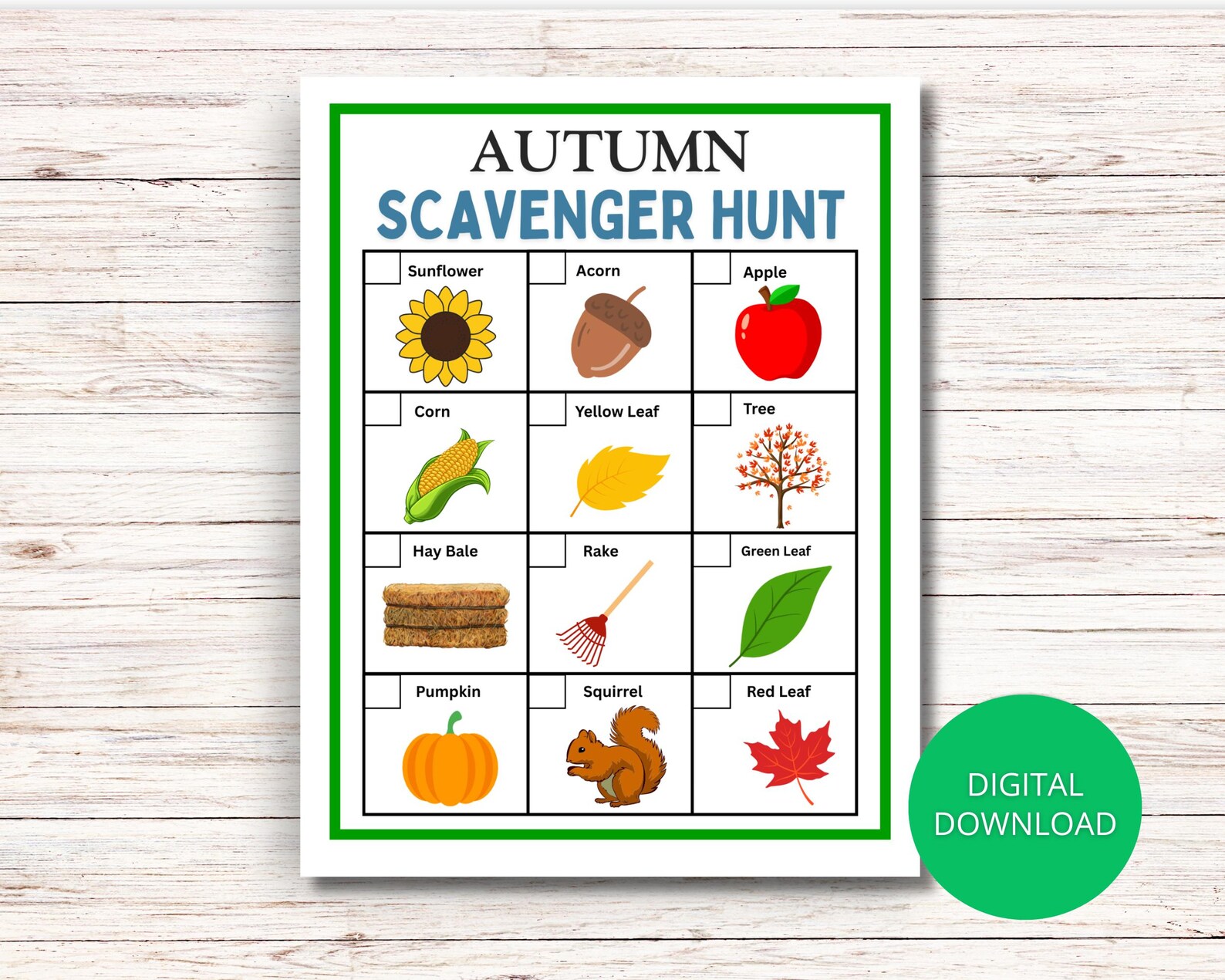 Kids Autumn Scavenger Hunt Printable | Fun Outdoor Activity | Digital ...