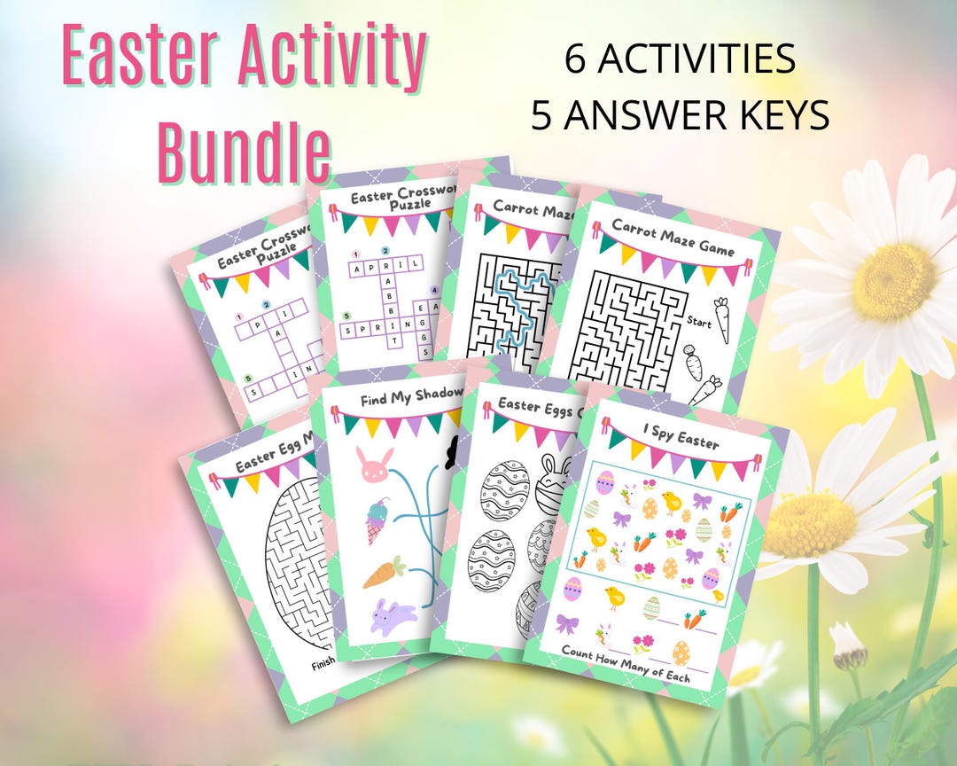 Easter Activity Bundle, Digital Download, 6 Games & Mazes With Answer ...