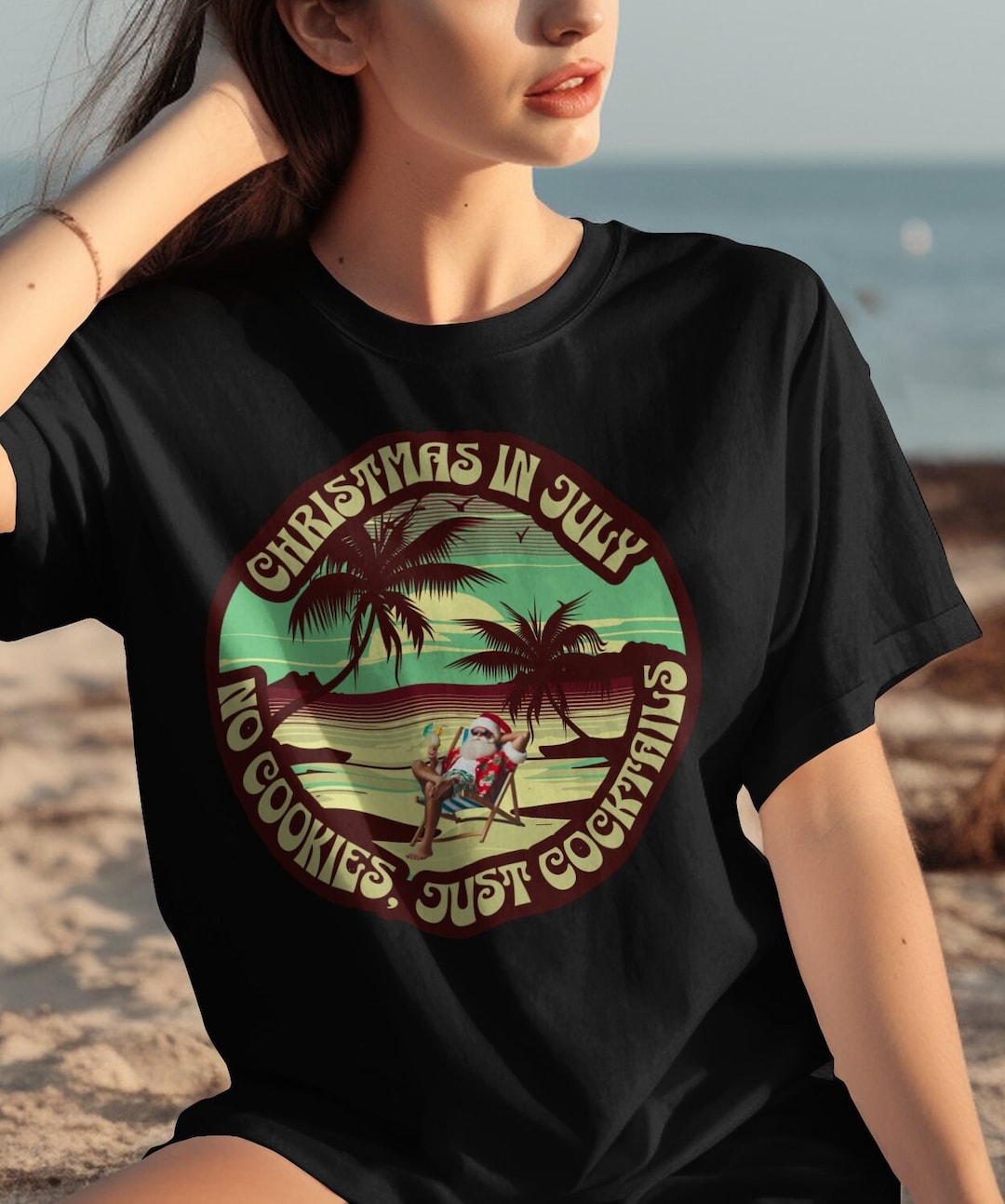 Christmas in July T-shirt, No Cookies Just Cocktails Shirt, Summer ...