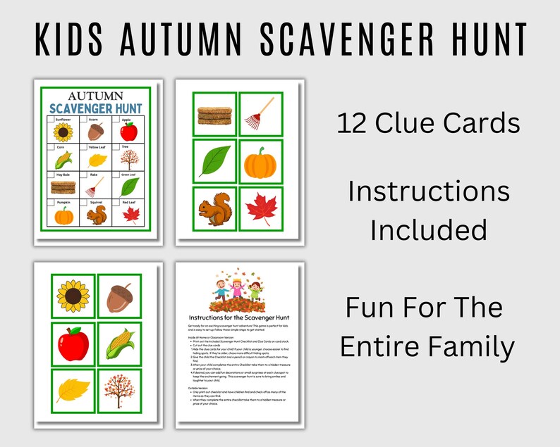 Kids Autumn Scavenger Hunt Printable | Fun Outdoor Activity | Digital ...