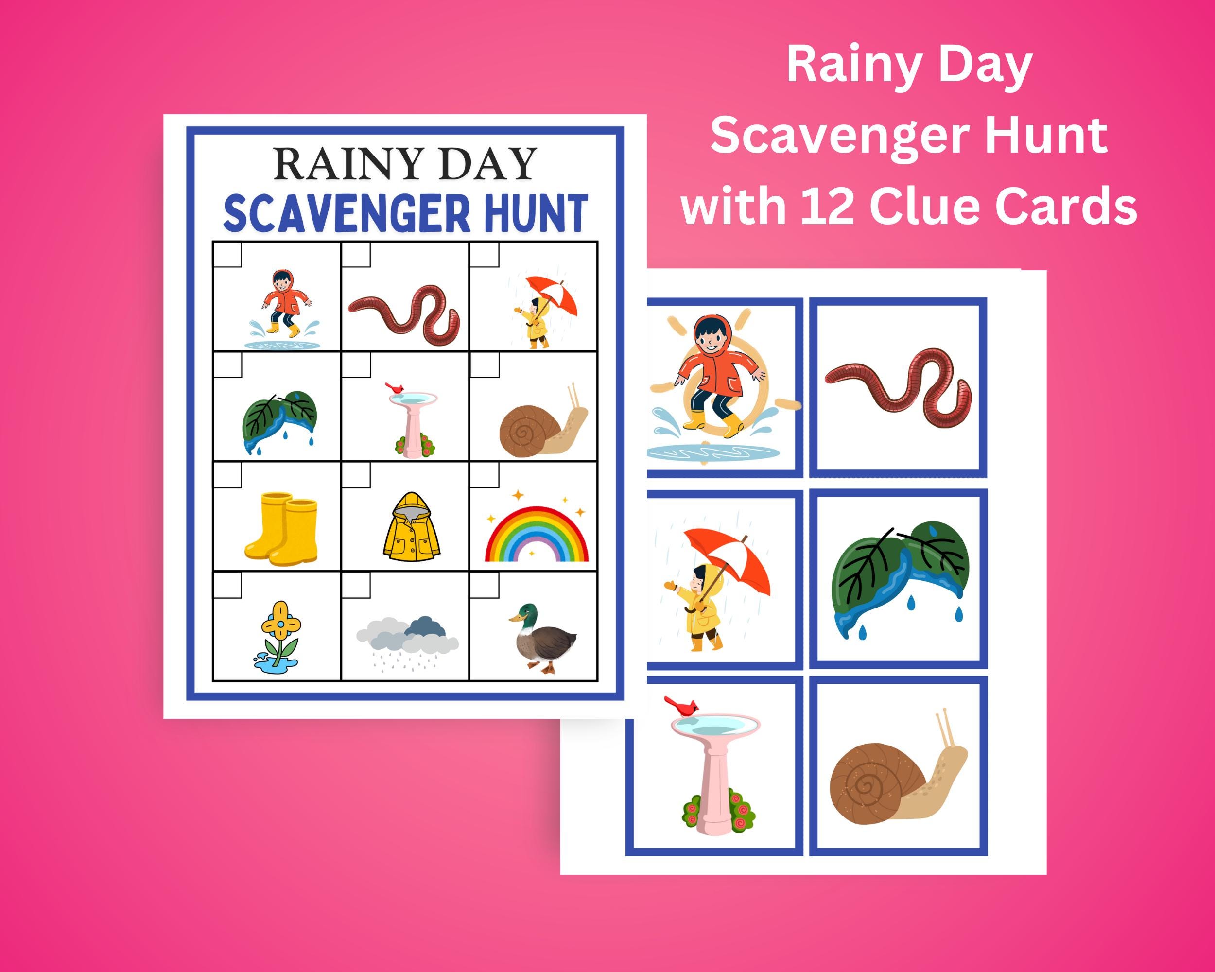 Printable Rainy Day Scavenger Hunt for Kids Fun Indoor Outdoor Activity ...