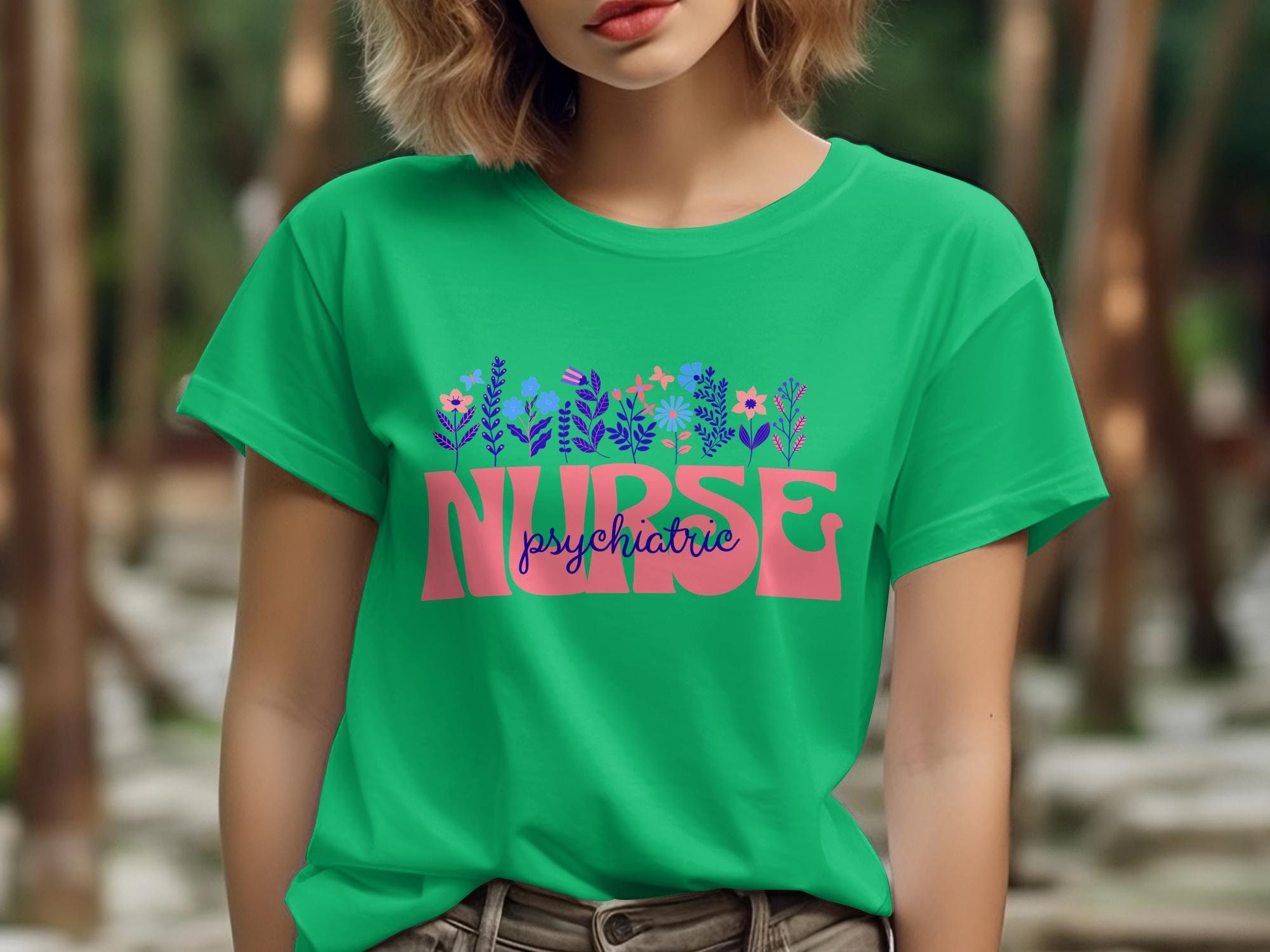 Nurse T-shirt With Psychiatric Theme, Floral Design, Healthcare Worker ...