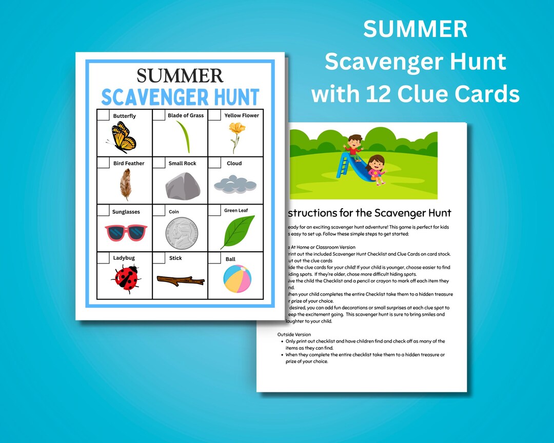 Kids Summer Scavenger Hunt Printable Fun Outdoor Activity for Kids ...