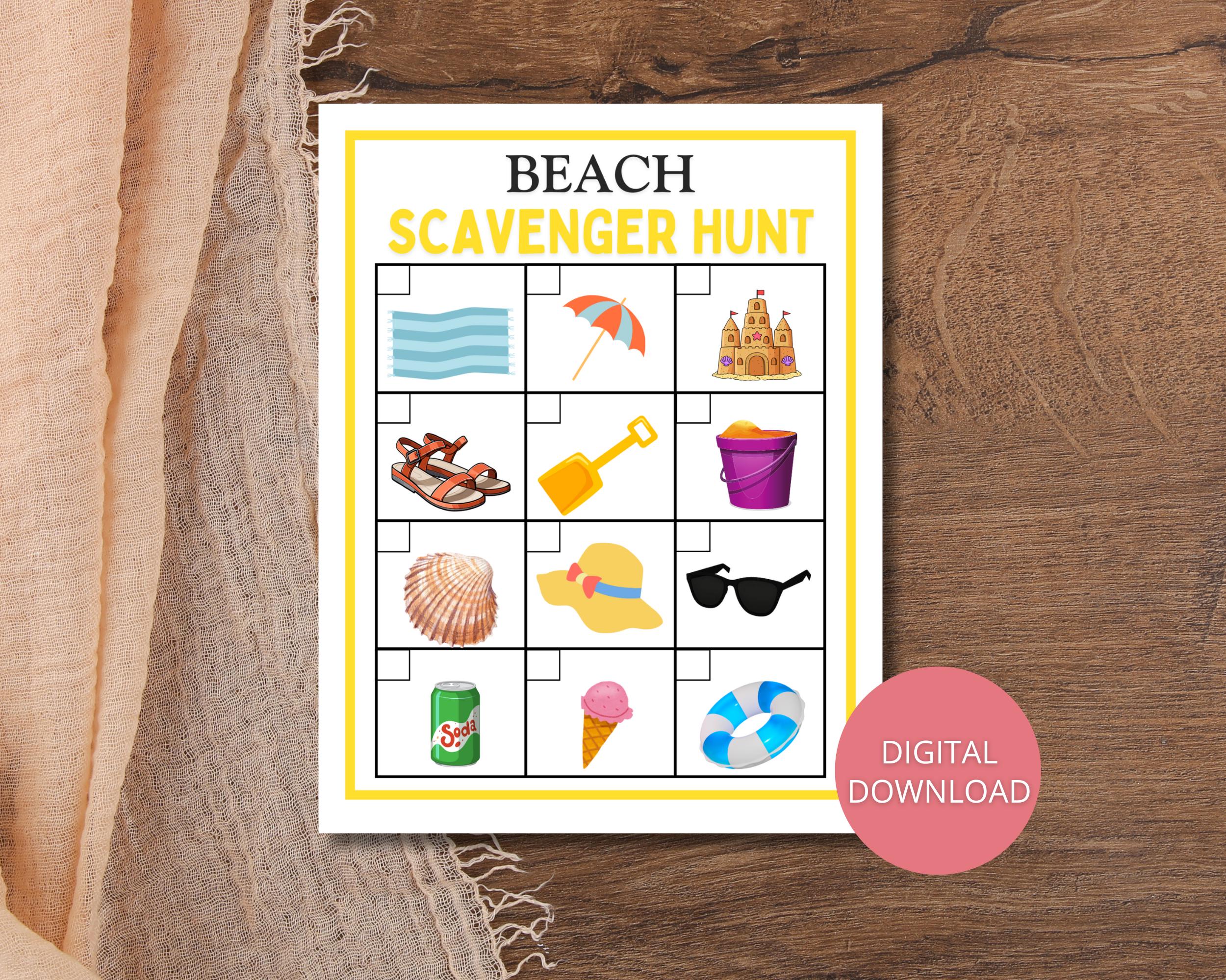 Printable Beach Day Scavenger Hunt for Kids Fun Indoor Outdoor Activity ...
