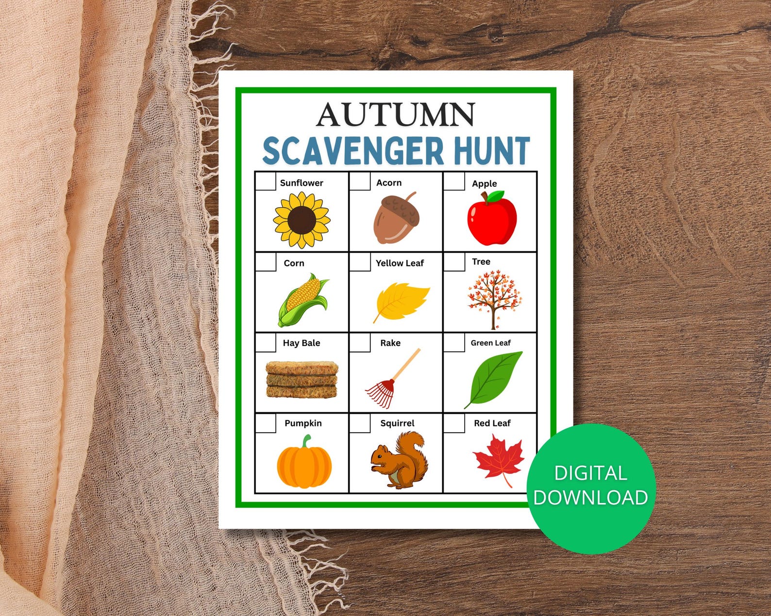 Kids Autumn Scavenger Hunt Printable | Fun Outdoor Activity | Digital ...