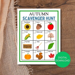 Kids Autumn Scavenger Hunt Printable | Fun Outdoor Activity | Digital ...