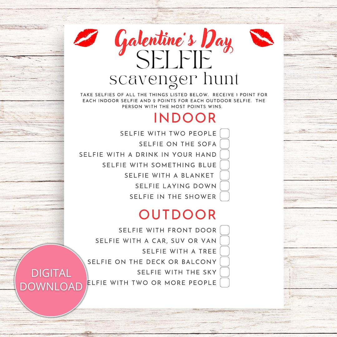 Galentine's Day Selfie Scavenger Hunt Digital Download Fun Indoor ...