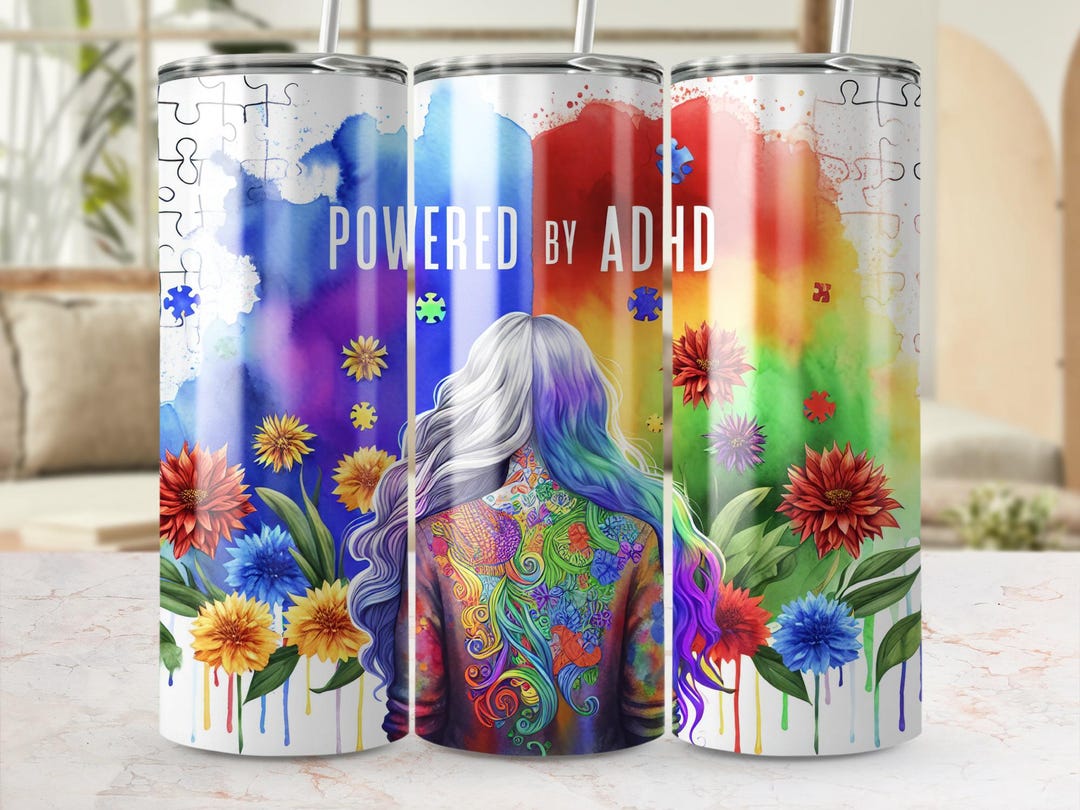 Vibrant ADHD Awareness Tumbler Wrap: Watercolor Design for 20oz ...