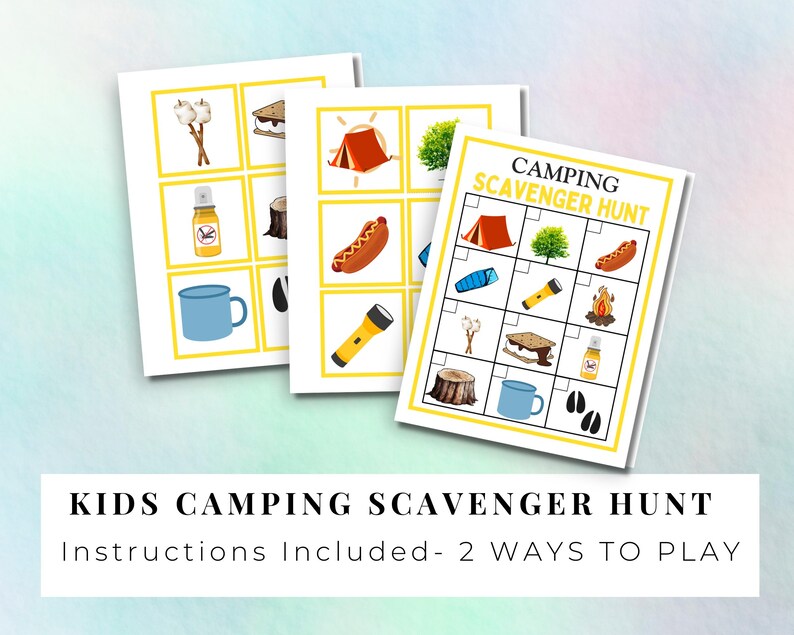 Printable Camping Scavenger Hunt for Kids Fun Indoor Outdoor Activity ...