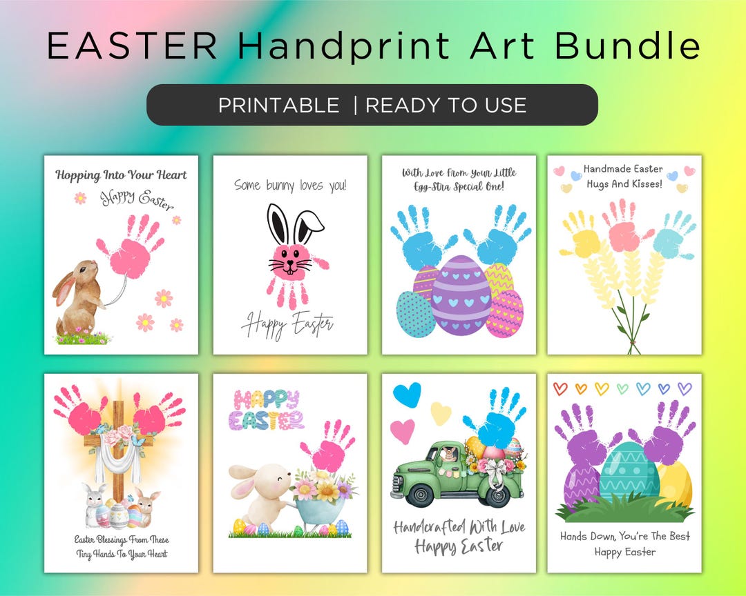 Easter Handprint Art Craft Bundle, Digital Download, 8 Different ...