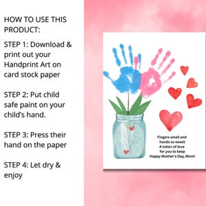 Mothers Day Handprint Art, Printable Gift for Mom, Mother's Day Gift ...