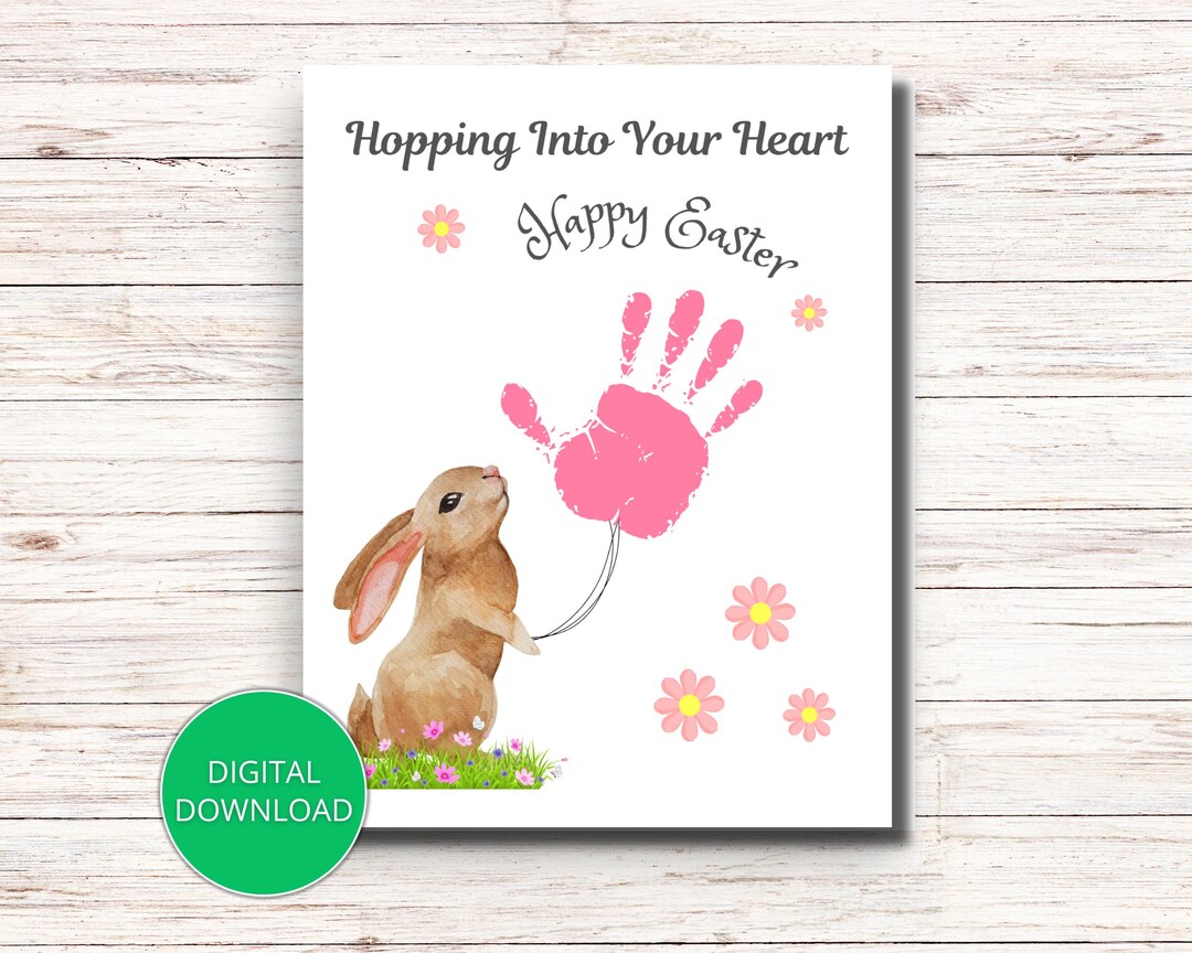 Easter Handprint Art Digital Download, Bunny Handprint Easter Art, Kids ...