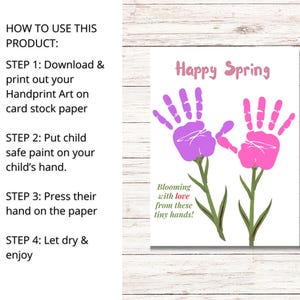 Spring Handprint Art Digital Download, Floral Design, Unique Spring ...