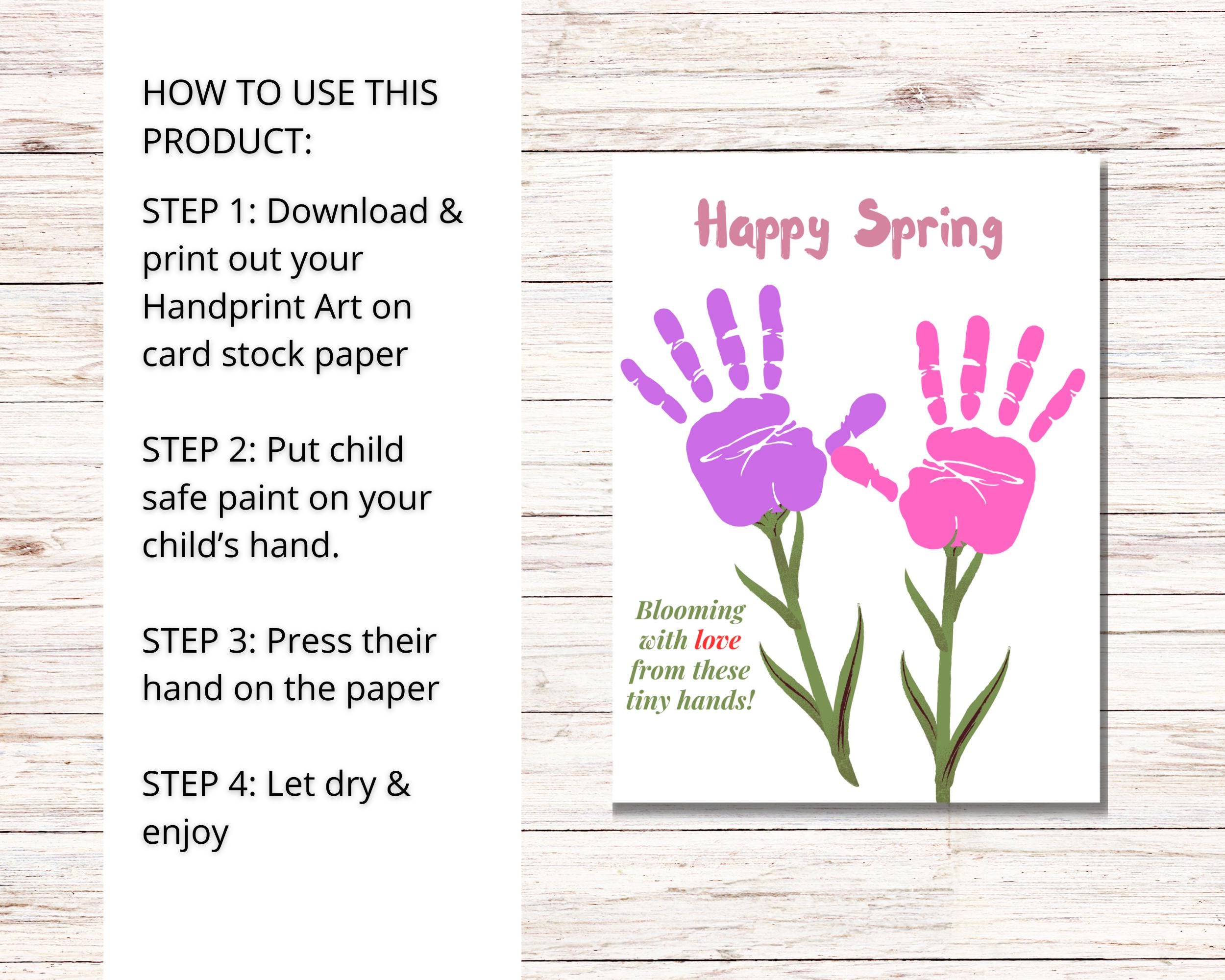 Spring Handprint Art Digital Download, Floral Design, Unique Spring ...