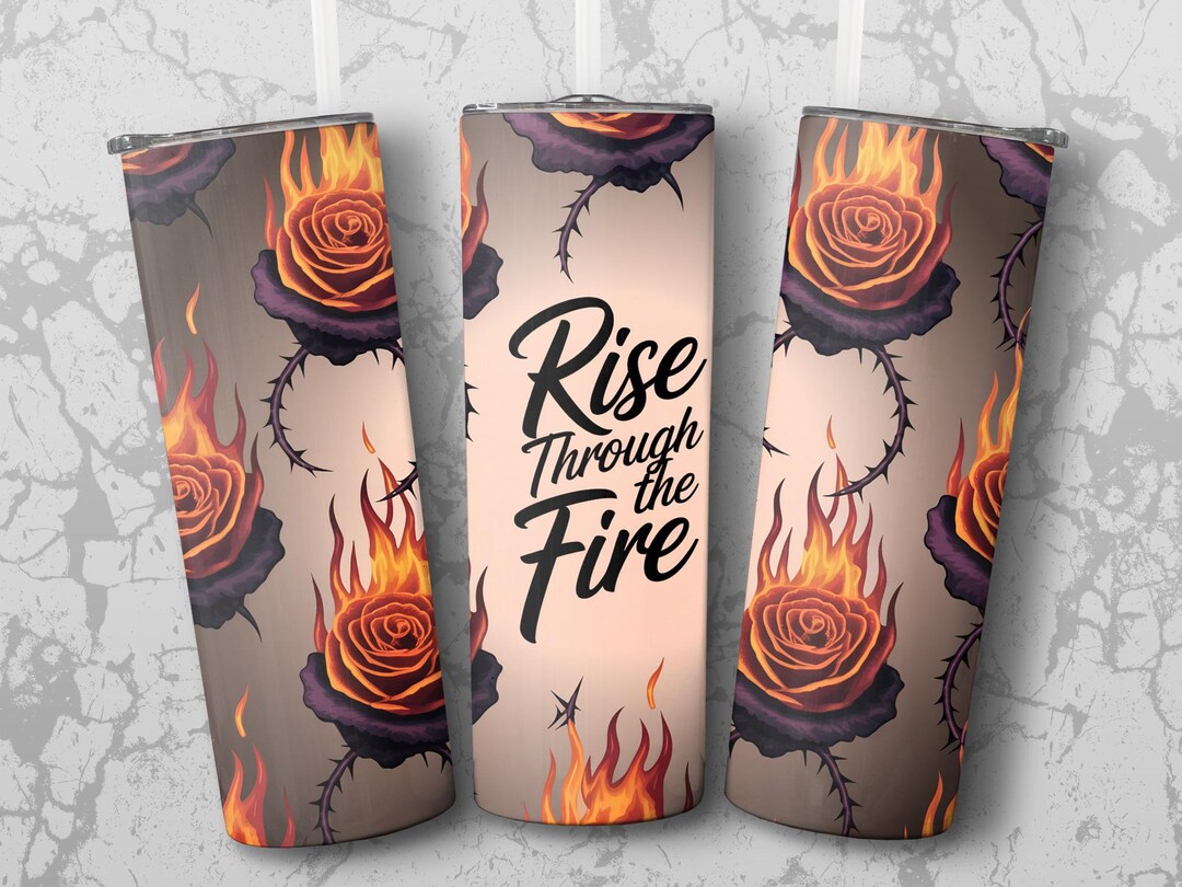Gothic Floral Flames Tumbler Wrap: Seamless Rose & Thorn Pattern ...