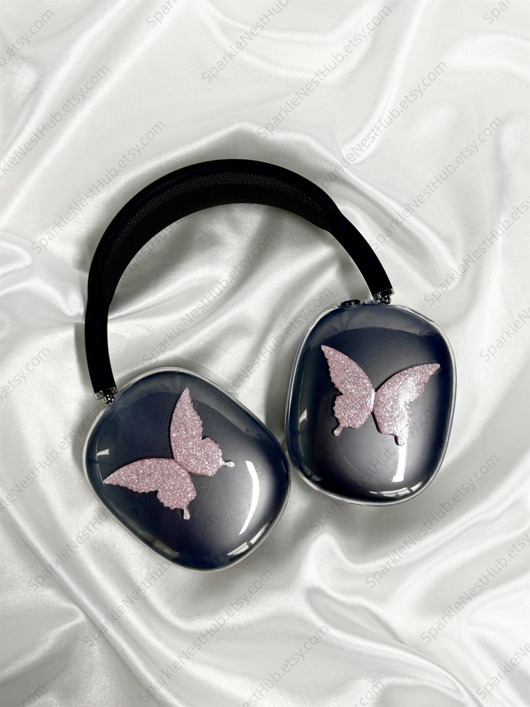 Pink Butterfly Airpods Max Cover, Clear Airpods Max Protective Case ...