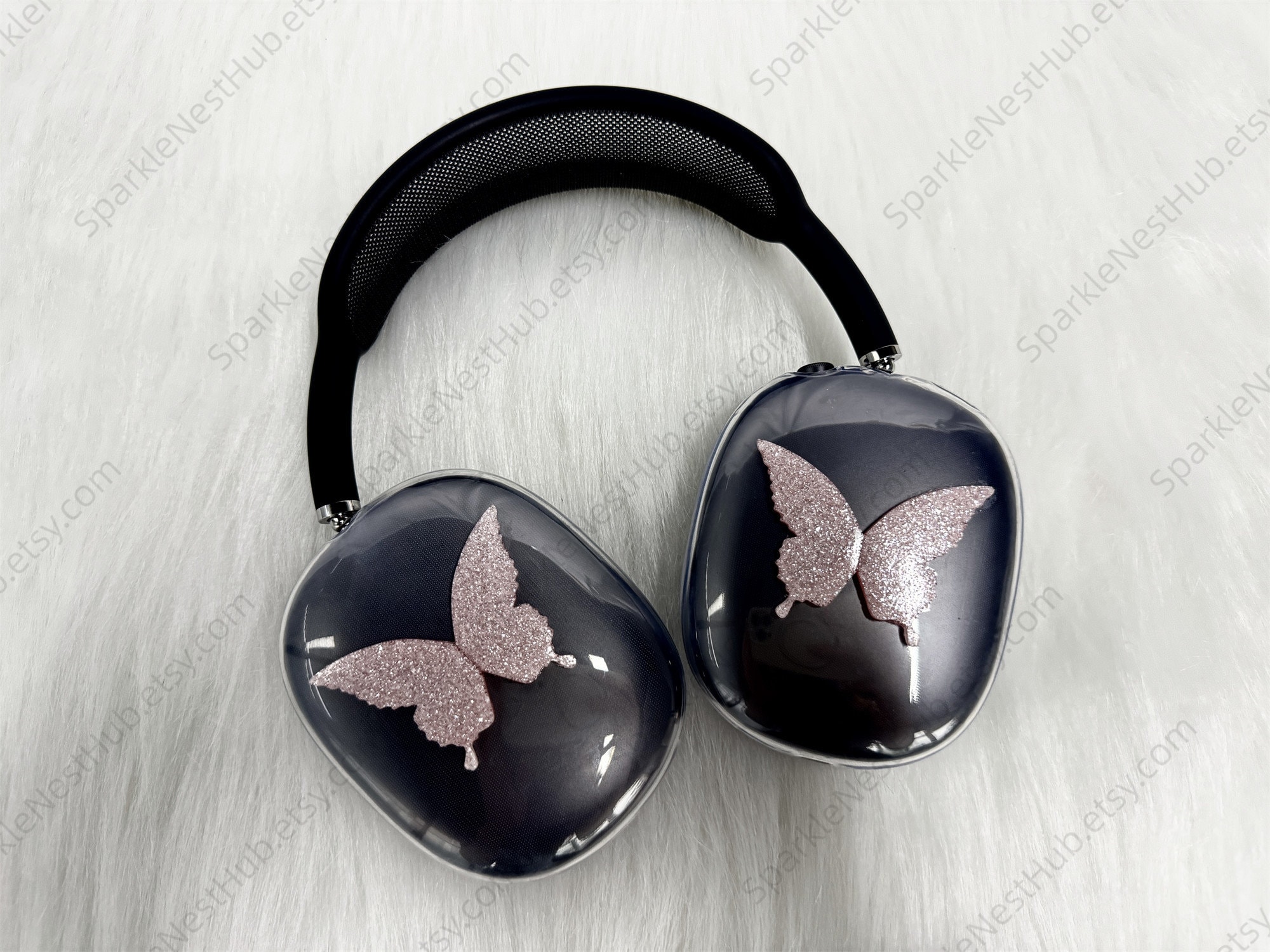 Pink Butterfly Airpods Max Cover, Clear Airpods Max Protective Case ...