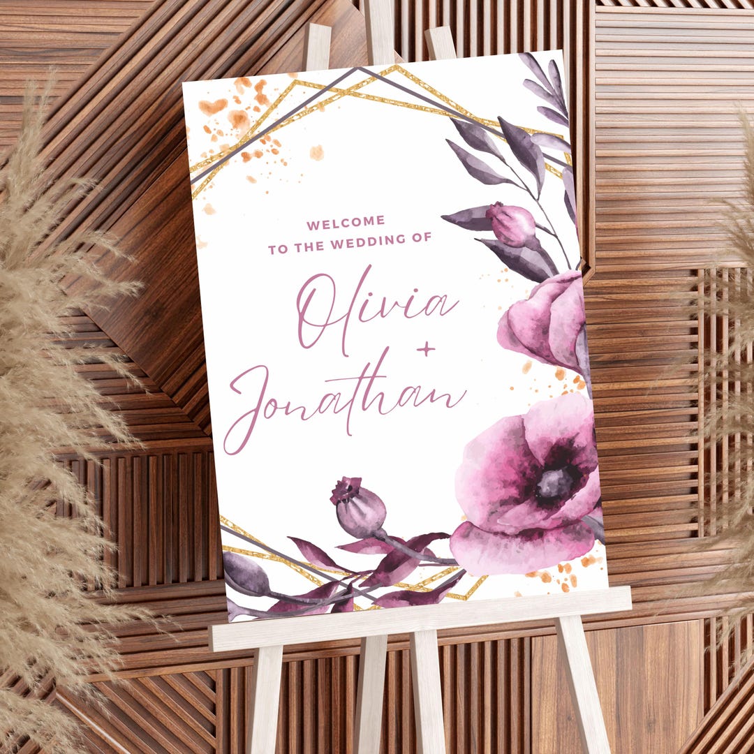 Canva Wedding Welcome Sign Template, Modern Wedding Sign, Editable ...