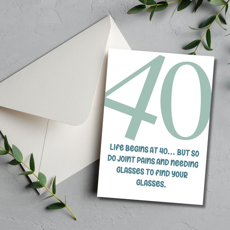 40th Birthday Card, 40th Funny Birthday Card for Men, 40th Funny ...