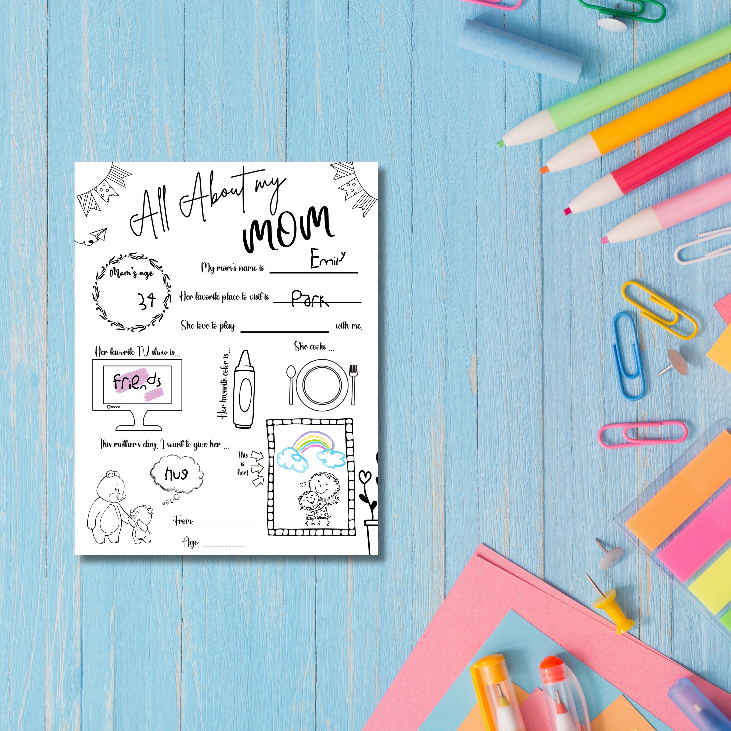 All About Mom Printable, Mother's Day All About Mom Printable ...