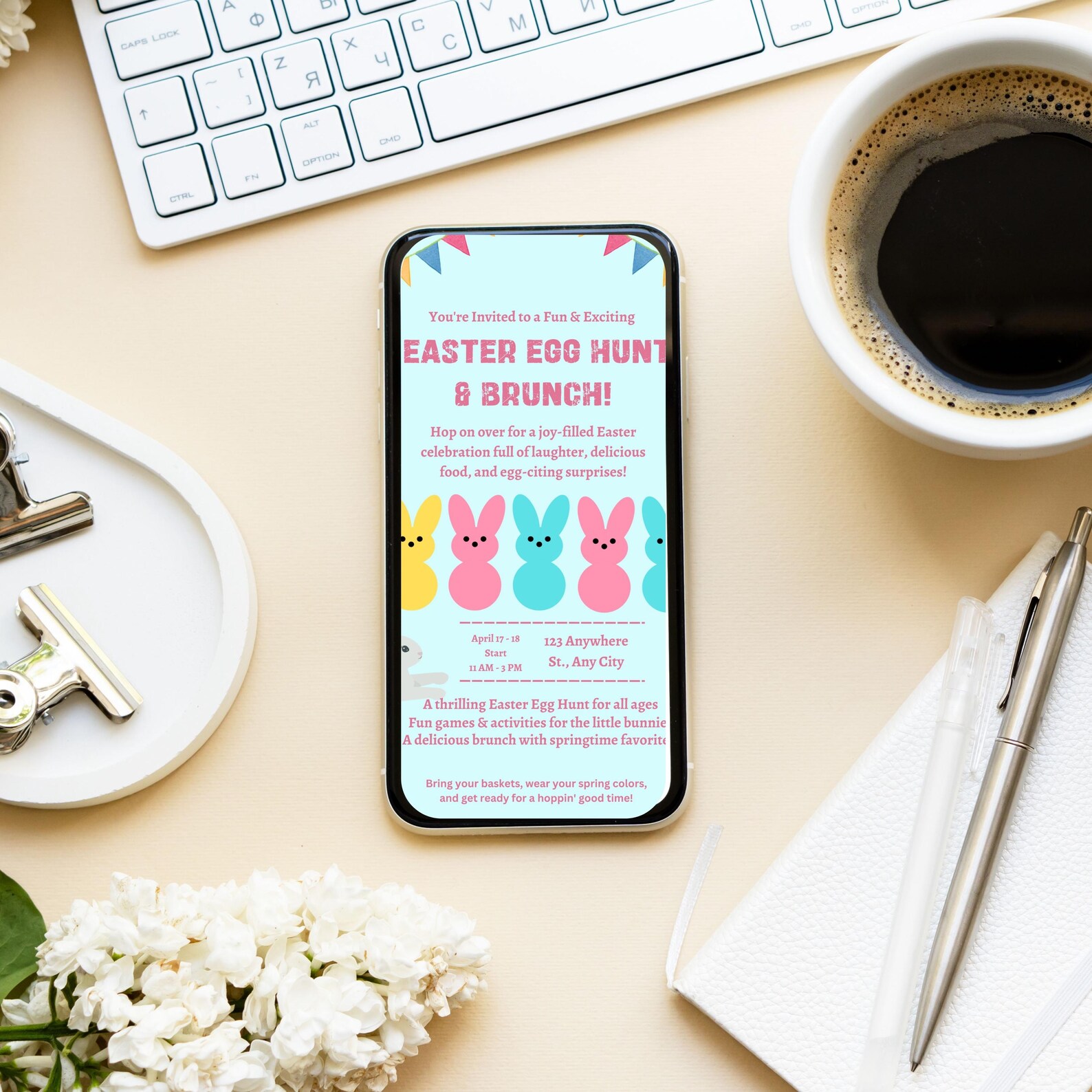 Easter Egg Hunt Invitation, Easter Bunny Party Invite, Editable Canva ...