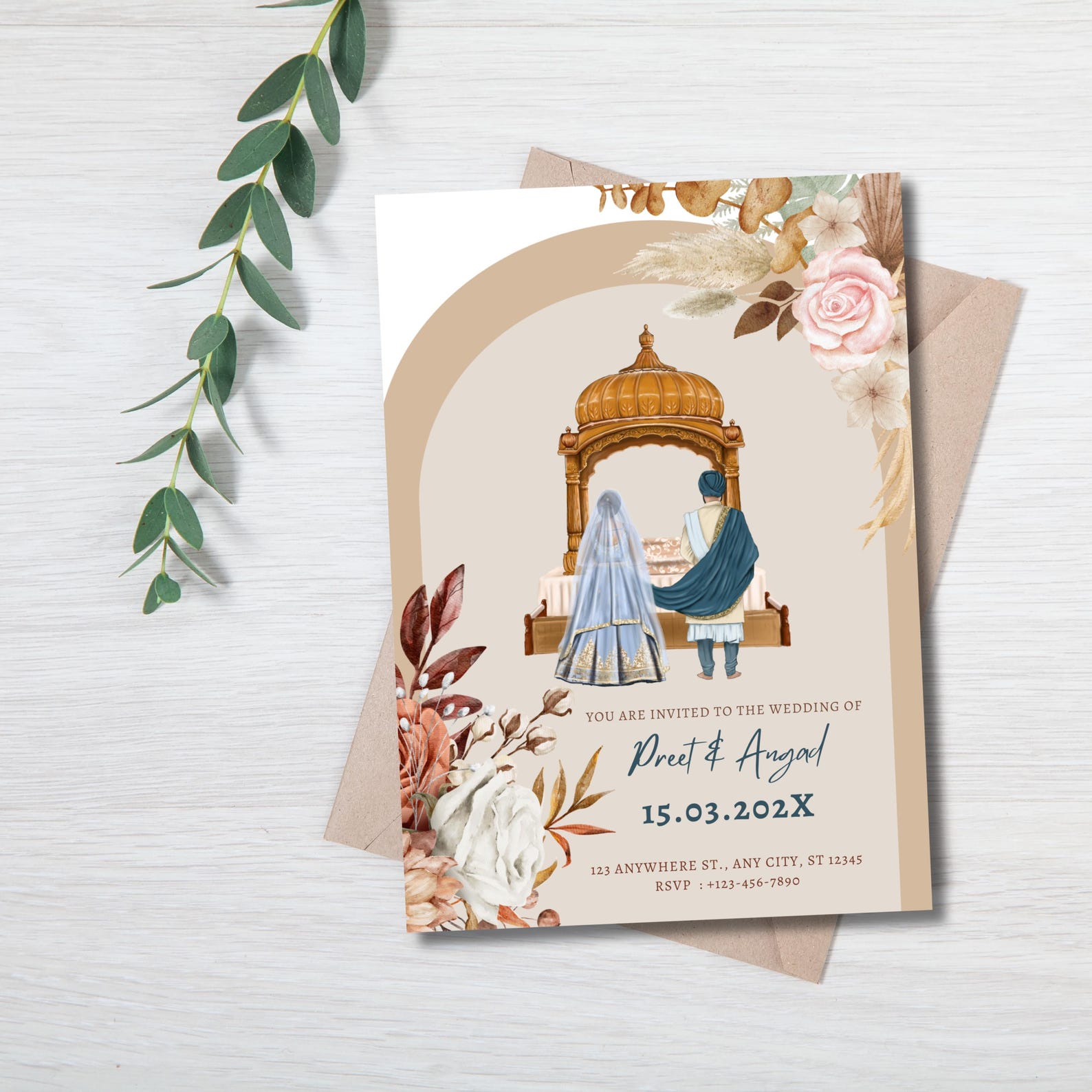 Indian Sikh Wedding Invitation, Anand Karaj, Indian Wedding Cards ...
