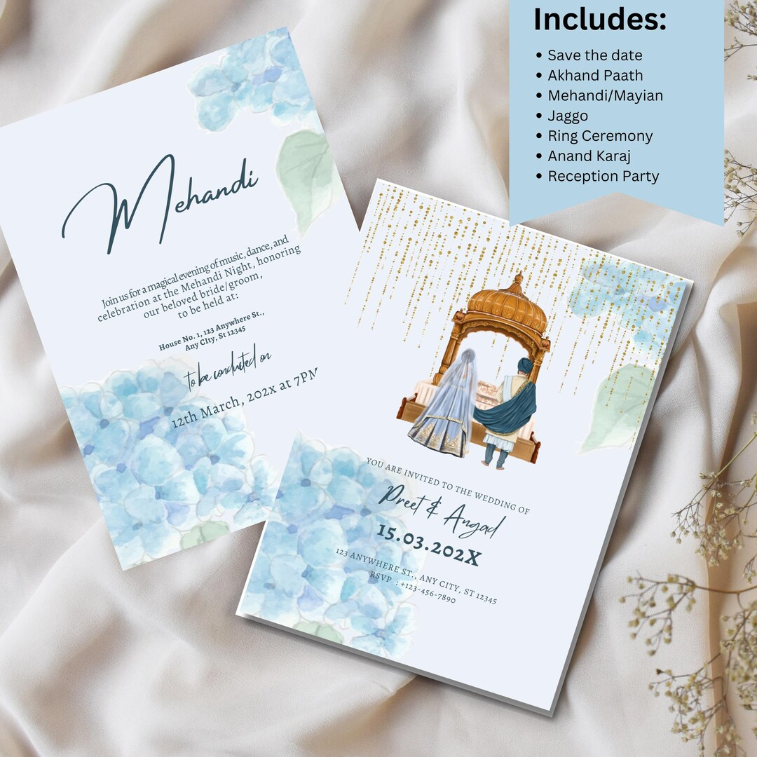 Indian Sikh Wedding Invitation, Anand Karaj, Indian Wedding Cards ...