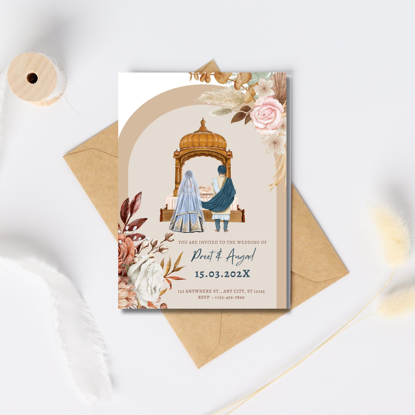Indian Sikh Wedding Invitation, Anand Karaj, Indian Wedding Cards ...