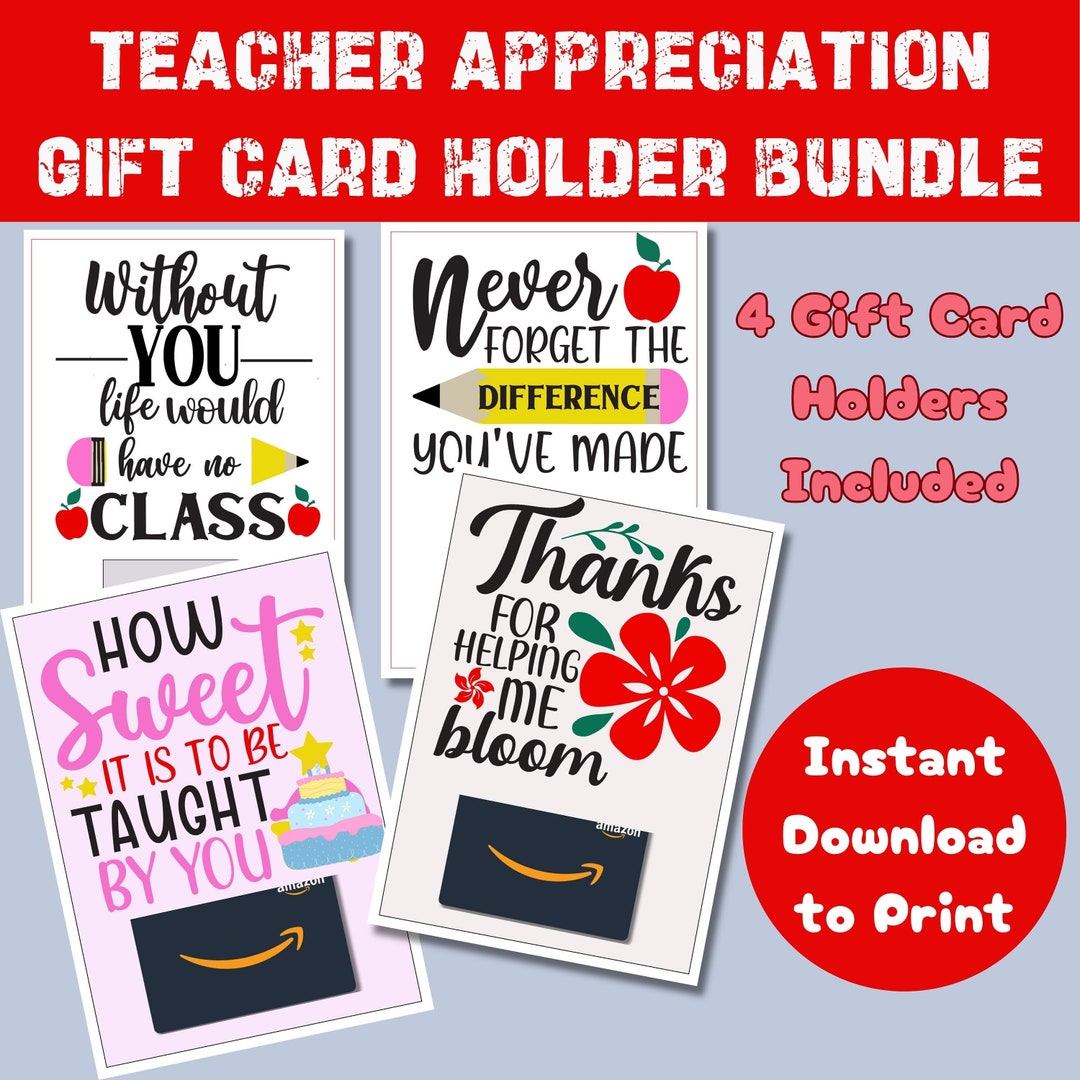 Gift Card Holder Bundle for End of the Year Thank You Card PRINTABLE ...