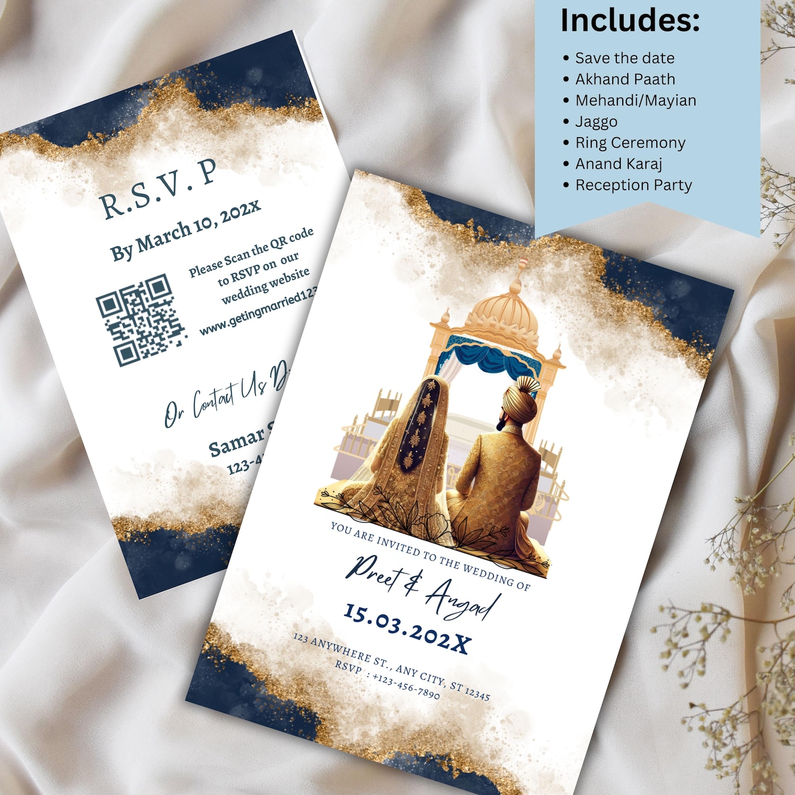 Indian Sikh Wedding Invitation, Anand Karaj, Indian Wedding Cards ...