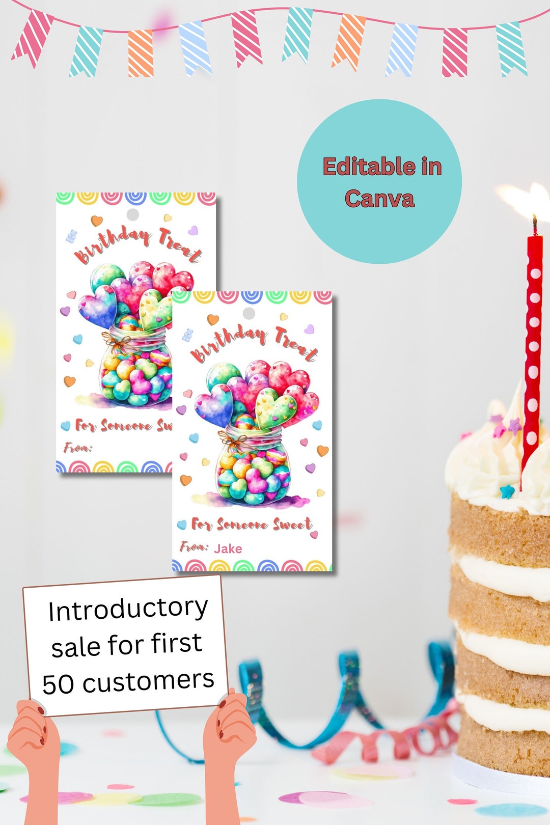 Happy Birthday Day Gift Tag, Printable Gift Tag, Goodie Bags Tags ...