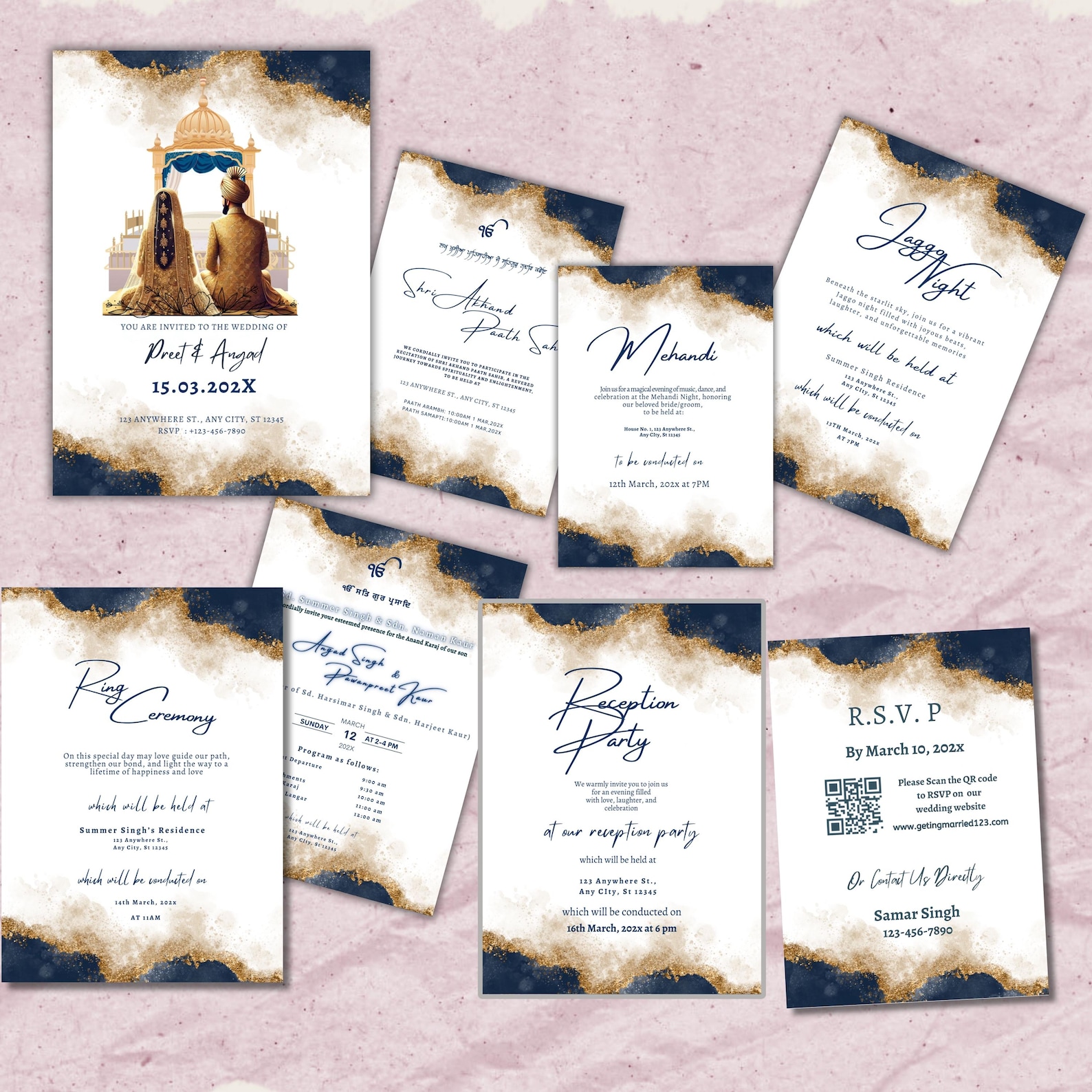 Indian Sikh Wedding Invitation, Anand Karaj, Indian Wedding Cards ...