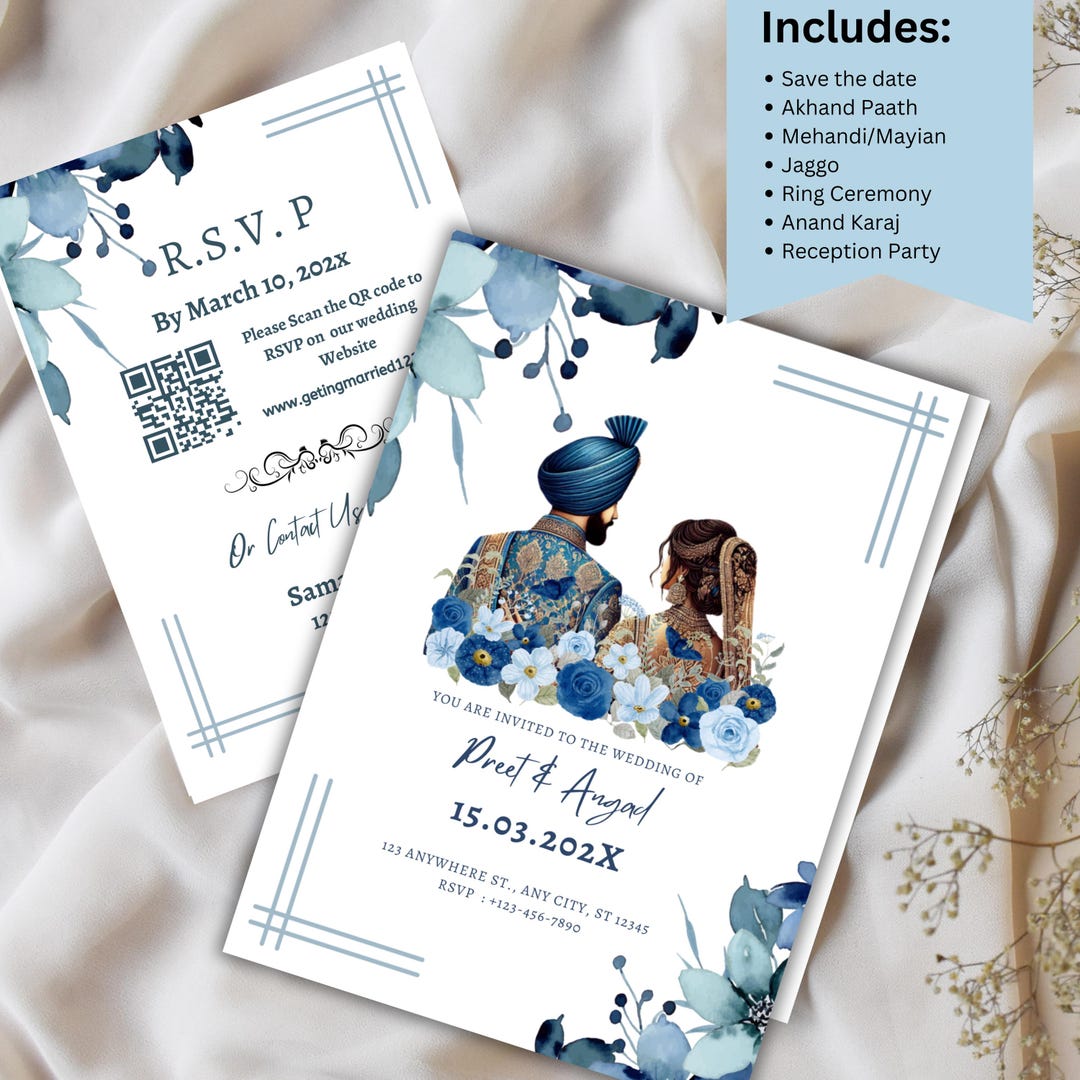 Indian Sikh Wedding Invitation, Anand Karaj, Indian Wedding Cards ...